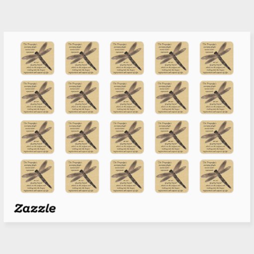The Dragonfly's Flight Square Sticker | Zazzle