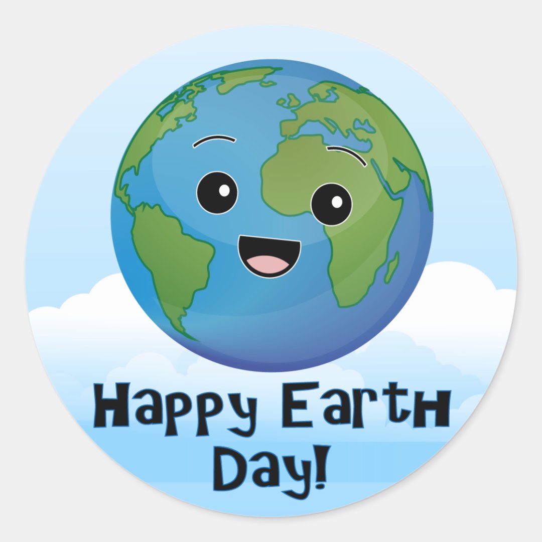 The Earth is Happy Day Classic Round Sticker | Zazzle
