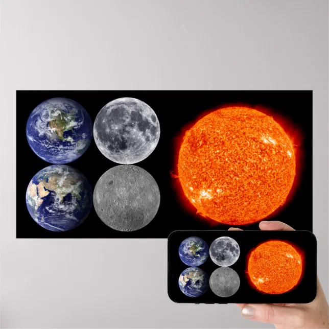 The Earth & Moon From Space & The Sun Poster | Zazzle