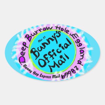 The Easter Bunny Address Egg Shaped Mail Stamp Oval Sticker | Zazzle