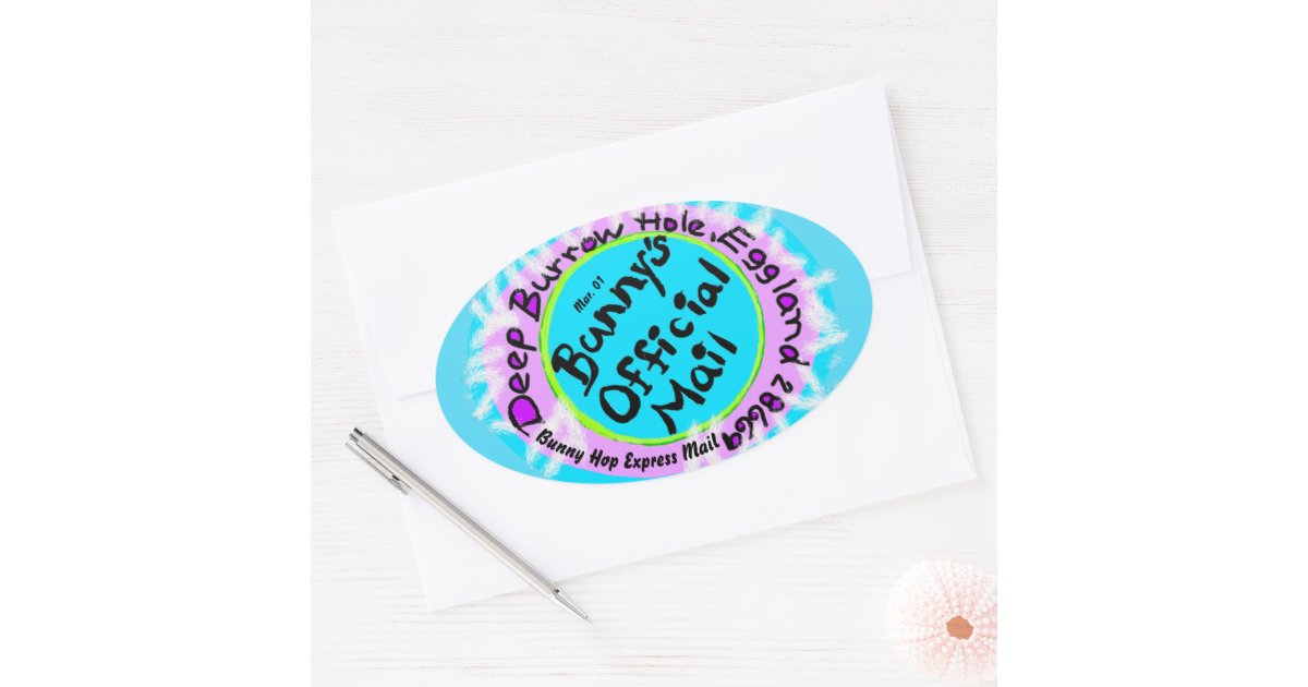 The Easter Bunny Address Egg Shaped Mail Stamp Oval Sticker | Zazzle