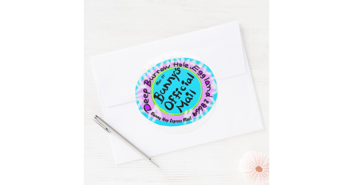 The Easter Bunny Address Mail Stamp Classic Round Sticker | Zazzle