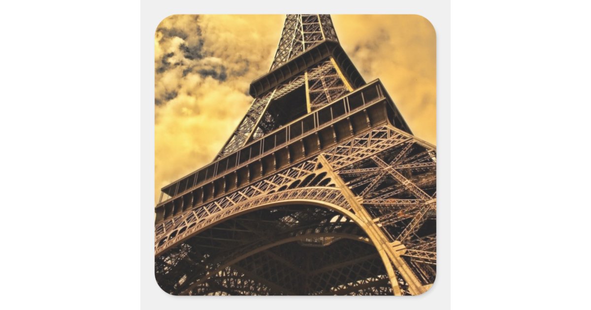 The Eiffel tower in Paris France Square Sticker | Zazzle