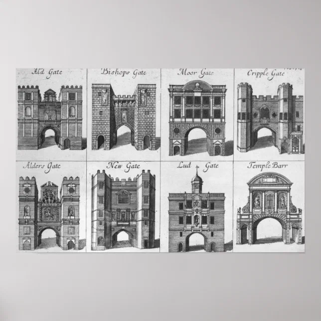 The Eight Gates of the City of London Poster | Zazzle