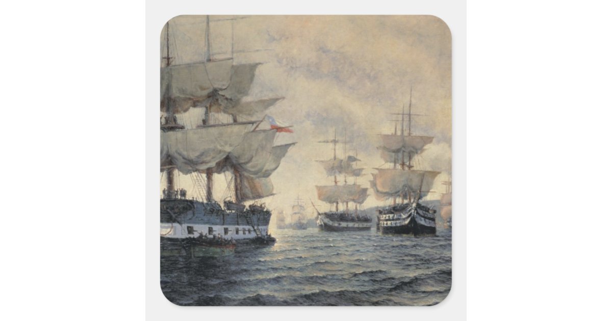 The Embarkation of the Liberating Expedition of Pe Square Sticker | Zazzle