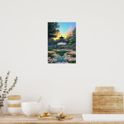 The Enchanting White-Walled Japanese Temple Poster | Zazzle