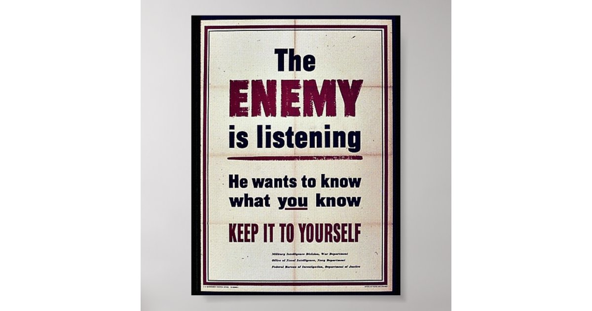 The Enemy Is Listening Poster | Zazzle
