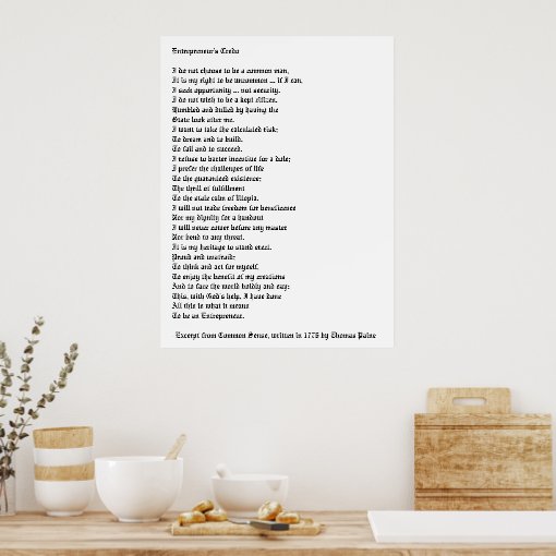 The Entrepreneur's Credo Poster | Zazzle