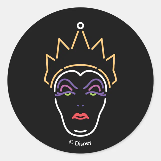 The Evil Queen | Neon Face Classic Round Sticker | Zazzle
