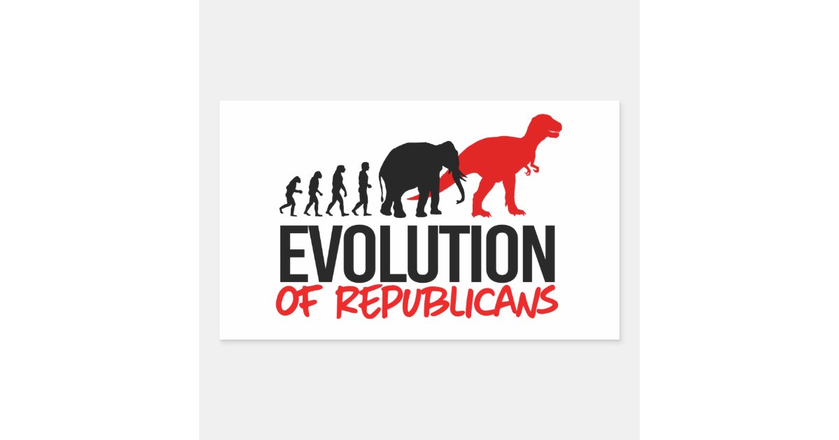 The Evolution of Republicans into Dinosaurs Rectangular Sticker | Zazzle
