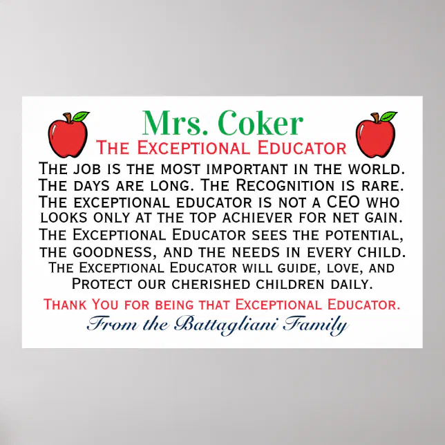 The Exceptional Teacher / Educator Poster | Zazzle