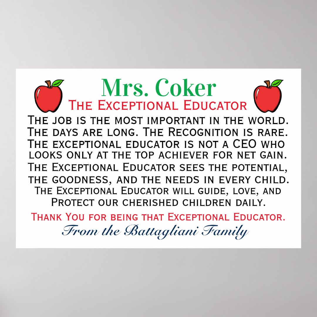 The Exceptional Teacher / Educator Poster | Zazzle