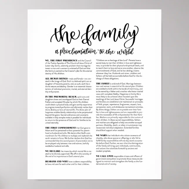 The Family: A Proclamation to the World Poster | Zazzle