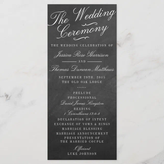The Fancy Chalkboard Wedding Collection Programs | Zazzle