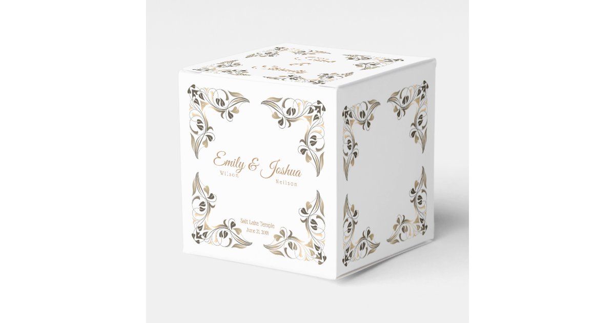 The Fancy Golden Leaf Borders Favor Box-Temple Favor Boxes | Zazzle