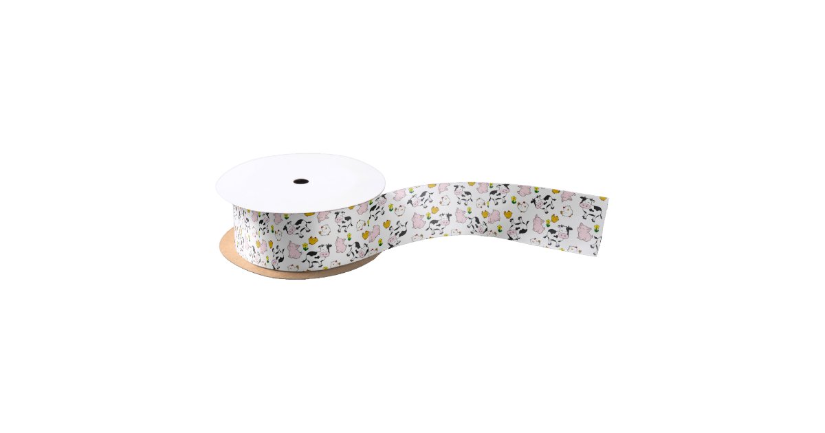 The Farm Pattern Satin Ribbon | Zazzle