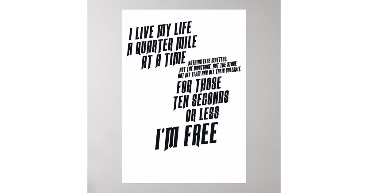 The Fast And The Furious I Live My life Poster | Zazzle