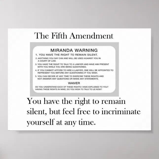 The Fifth Amendment Poster | Zazzle