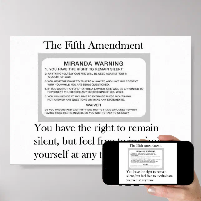 The Fifth Amendment Poster | Zazzle