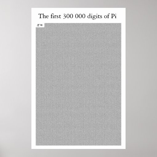 The first 300 000 digits of Pi Poster | Zazzle