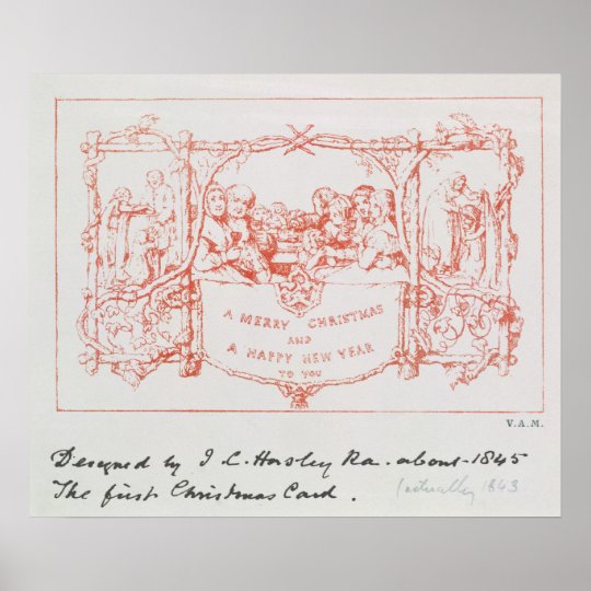 The first Christmas card, by J.C.Horsley, 1843 Poster | Zazzle.com