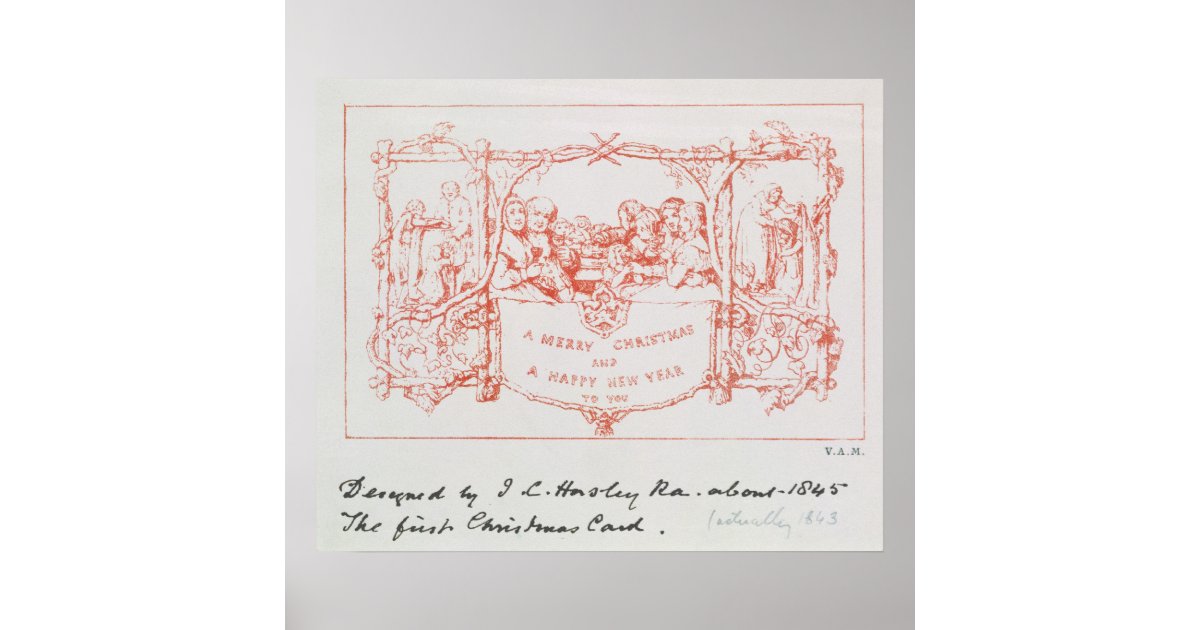 The first Christmas card, by J.C.Horsley, 1843 Poster | Zazzle