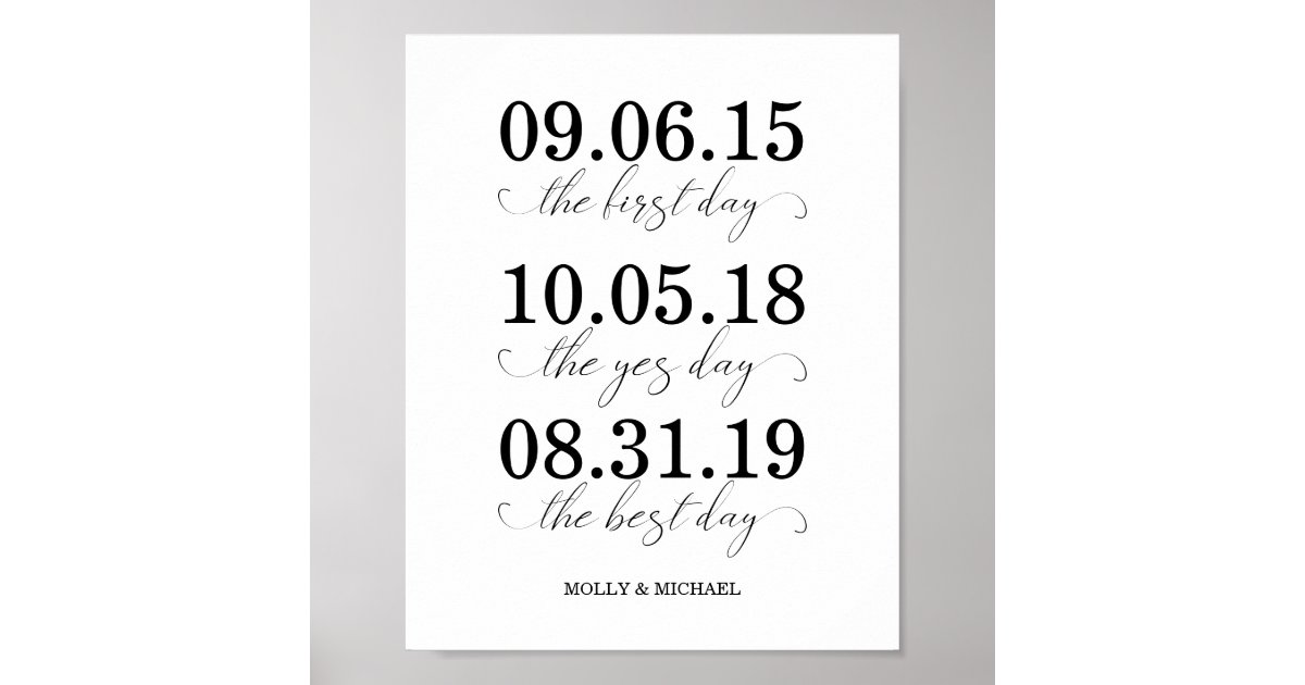 The First Day, The Yes Day, The Best Day Wedding Poster | Zazzle.com