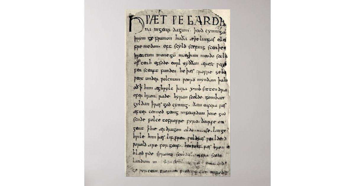 The First Page Of Beowulf Print | Zazzle