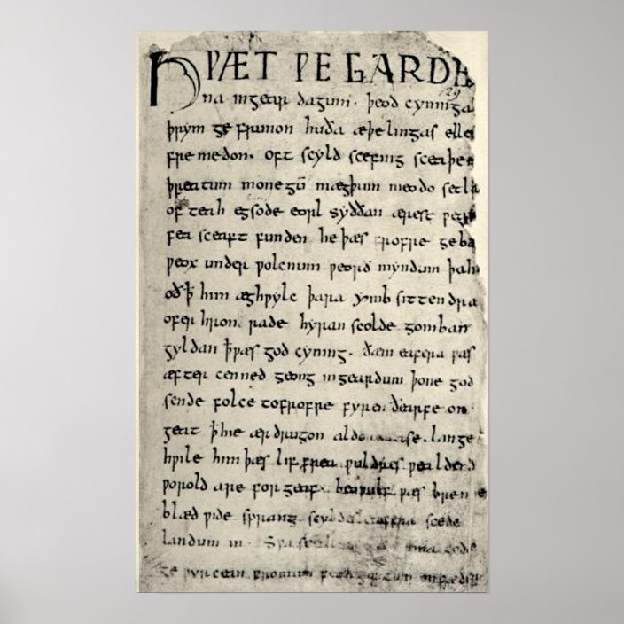 The First Page Of Beowulf Print | Zazzle.com