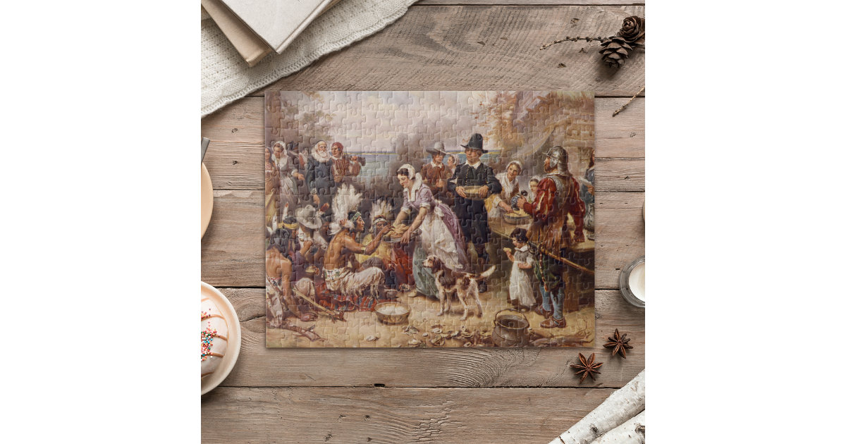 The first Thanksgiving 1621 | c.1932 Jigsaw Puzzle | Zazzle