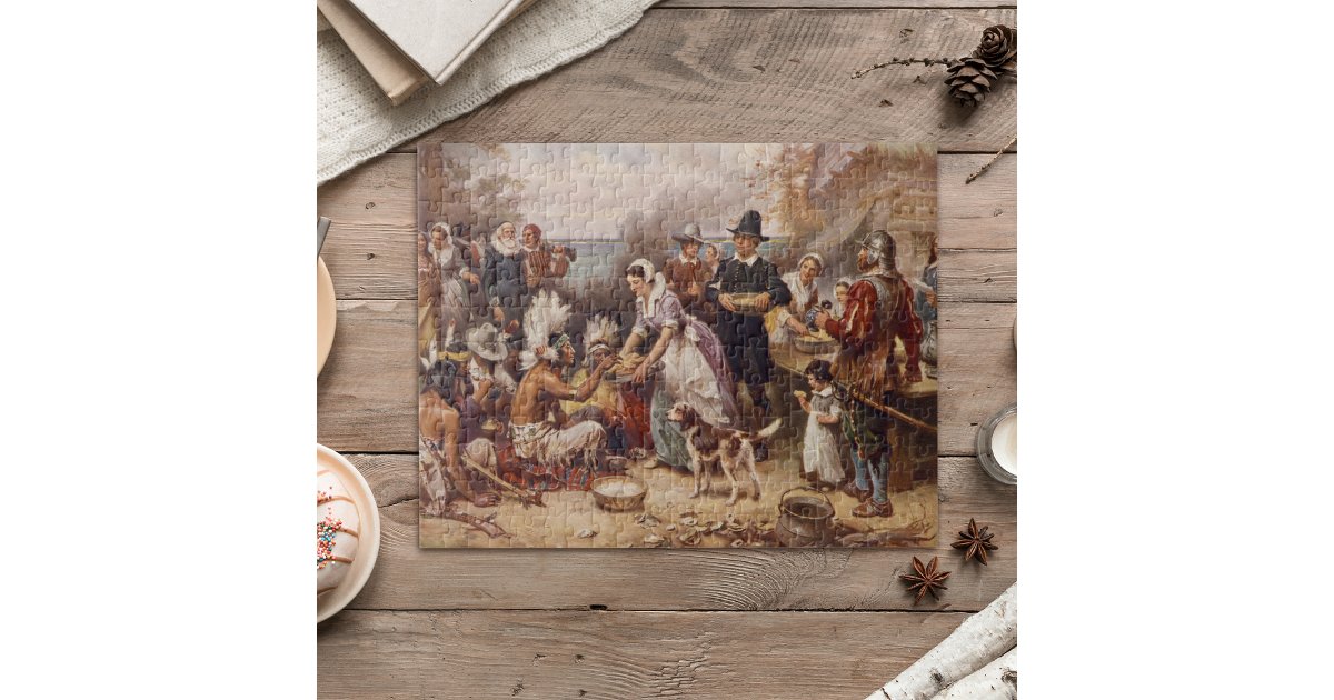 The first Thanksgiving 1621 | c.1932 Jigsaw Puzzle | Zazzle