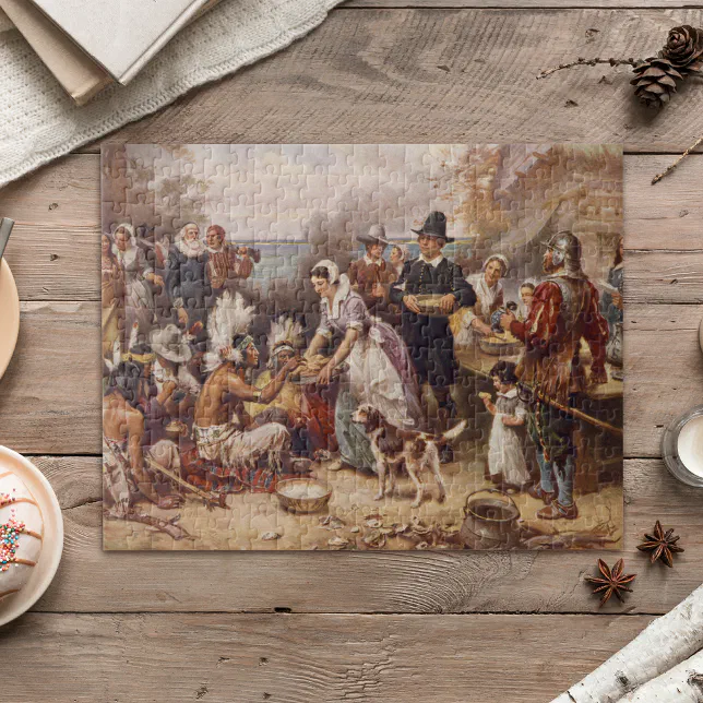The first Thanksgiving 1621 | c.1932 Jigsaw Puzzle | Zazzle