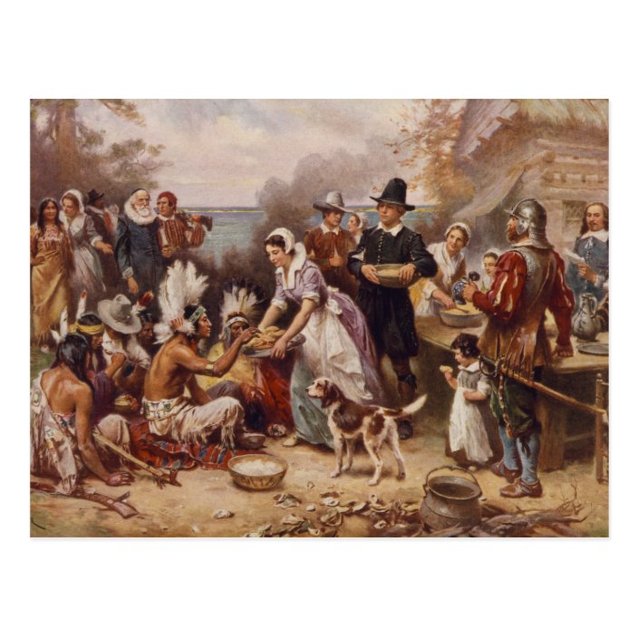 The first Thanksgiving 1621 | c.1932 Postcard | Zazzle.com