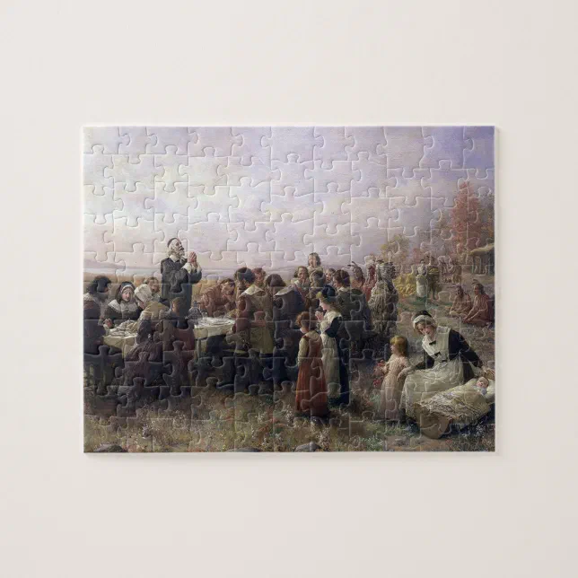 The First Thanksgiving at Plymouth by Brownscombe Jigsaw Puzzle | Zazzle