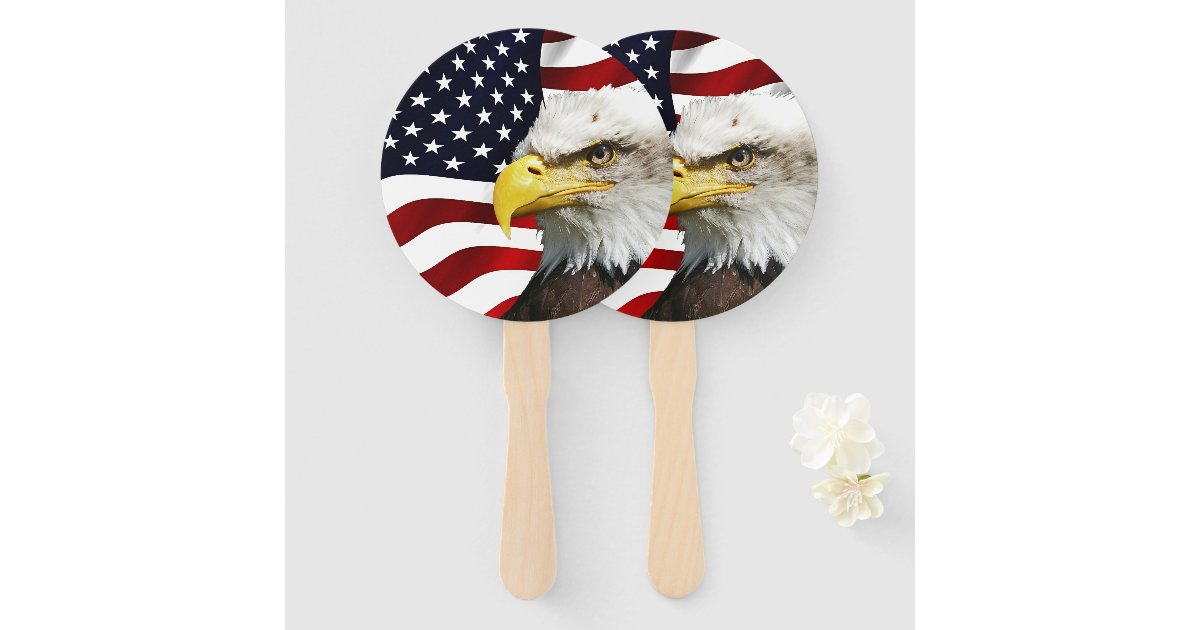 The flag of america with eagle hand fan | Zazzle