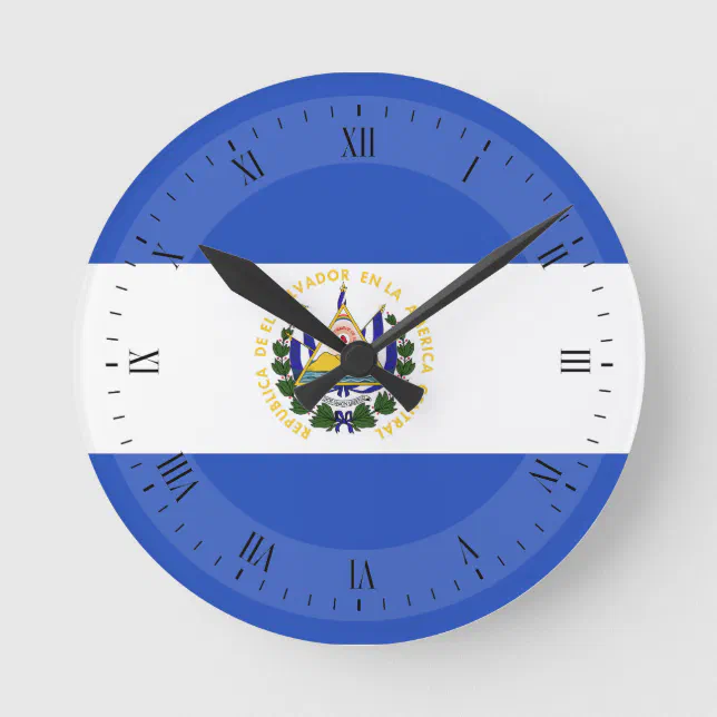 The Flag of El Salvador Round Clock | Zazzle