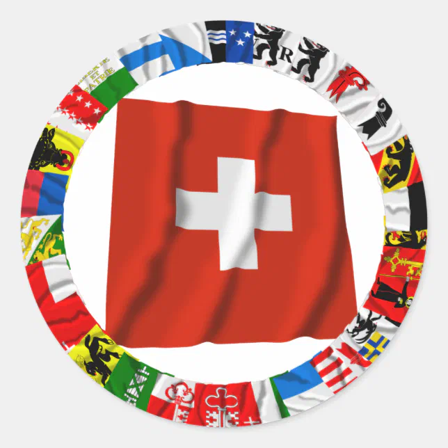 The Flags of the Cantons of Switzerland Classic Round Sticker | Zazzle