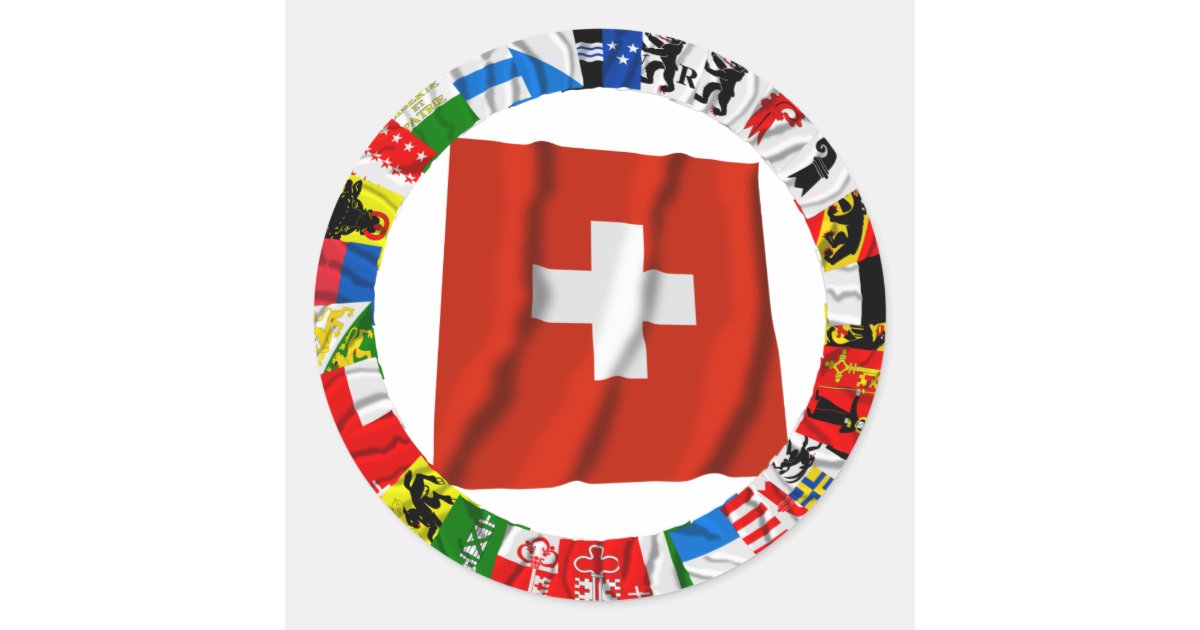 The Flags of the Cantons of Switzerland Classic Round Sticker | Zazzle