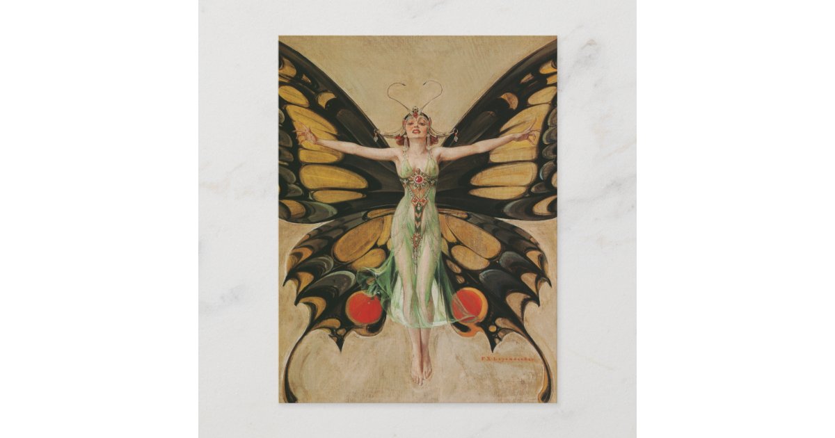 The Flapper - Butterfly Girl Postcard | Zazzle