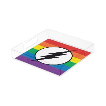 The Flash Rainbow Logo Acrylic Tray | Zazzle