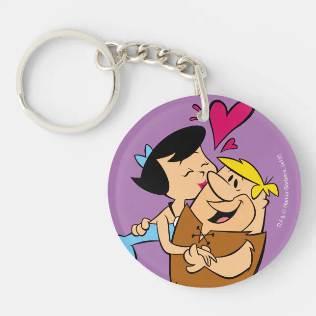 The Flintstones | Betty Kissing Barney Keychain | Zazzle
