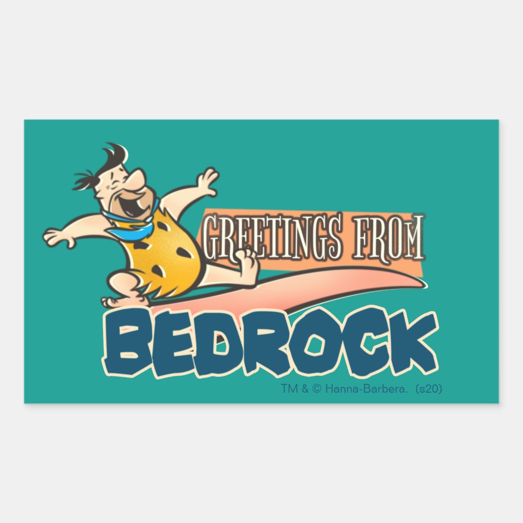 The Flintstones | Fred - Greetings From Bedrock Rectangular Sticker ...