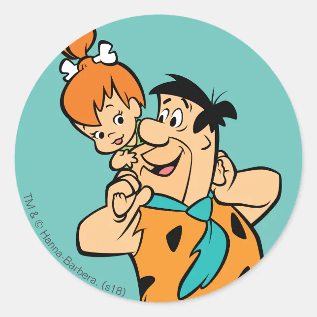The Flintstones | Fred & Pebbles Flintstone Classic Round Sticker | Zazzle