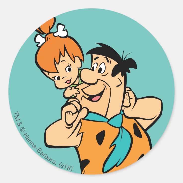 The Flintstones | Fred & Pebbles Flintstone Classic Round Sticker | Zazzle