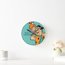 The Flintstones | Fred & Pebbles Flintstone Round Clock | Zazzle