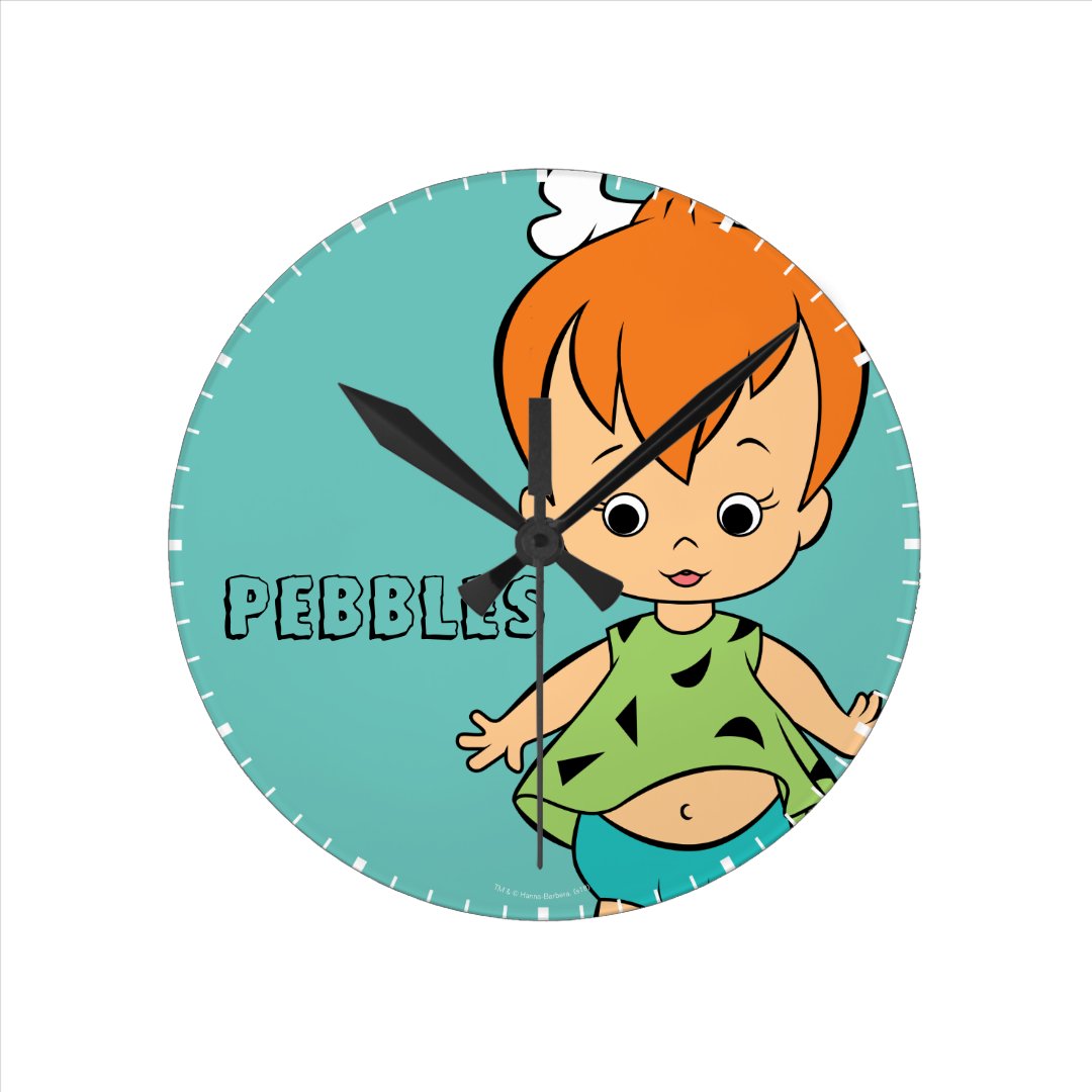 The Flintstones | Pebbles Flintstone Round Clock | Zazzle