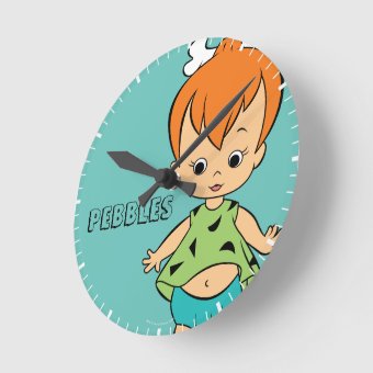 The Flintstones | Pebbles Flintstone Round Clock | Zazzle
