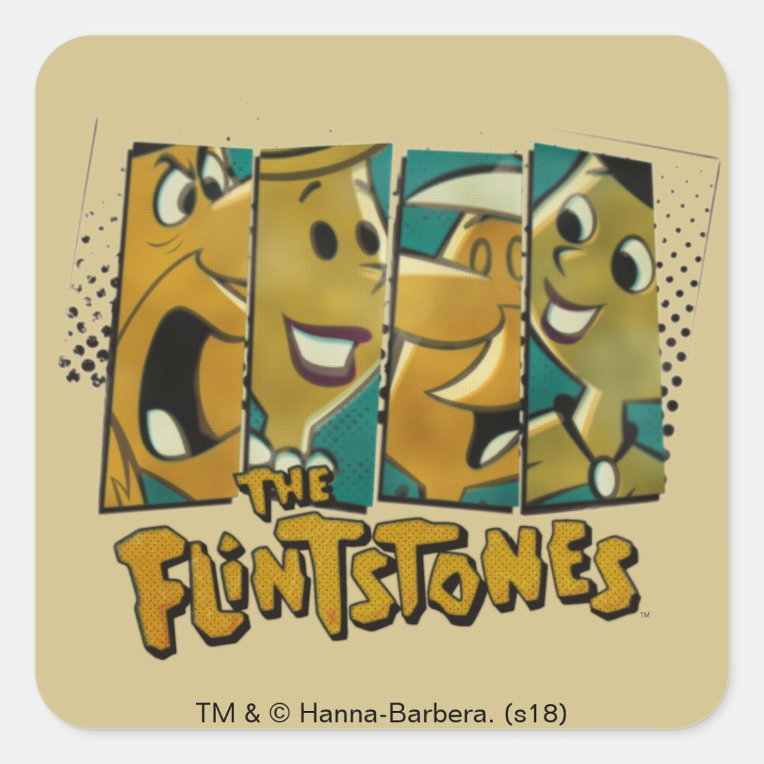 The Flintstones | Retro Comic Character Panels Square Sticker | Zazzle