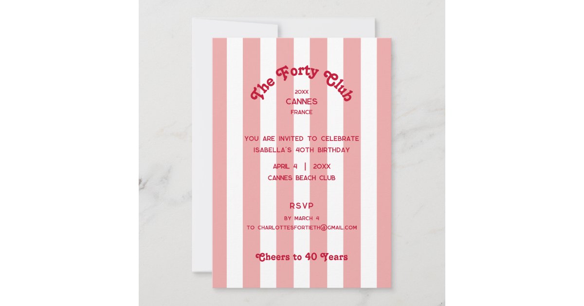 The Forty Club Yellow Pink 40th Birthday Party Invitation | Zazzle