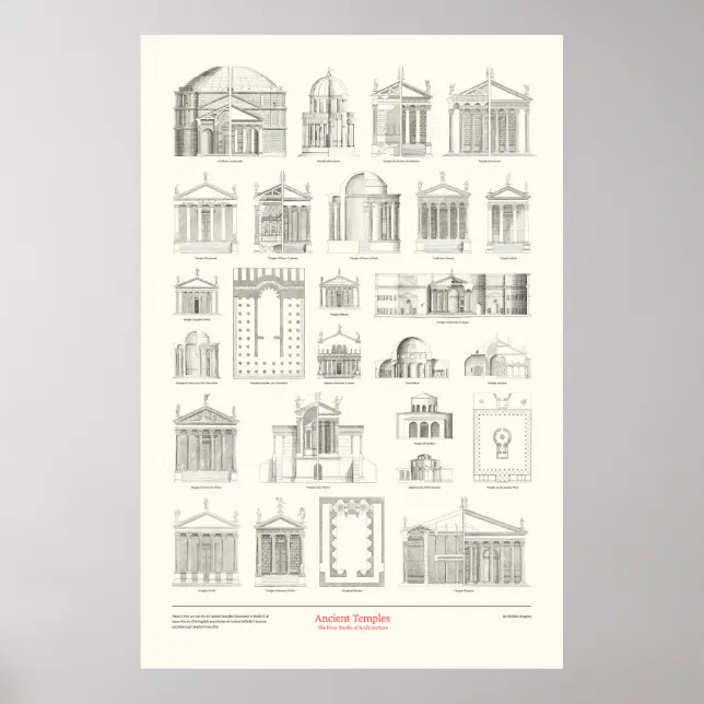 The Four Books of Architecture - Ancient Temples Poster | Zazzle